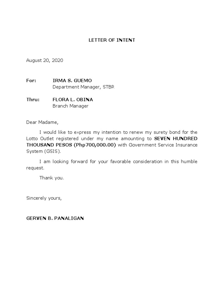 Letter of Intent | PDF