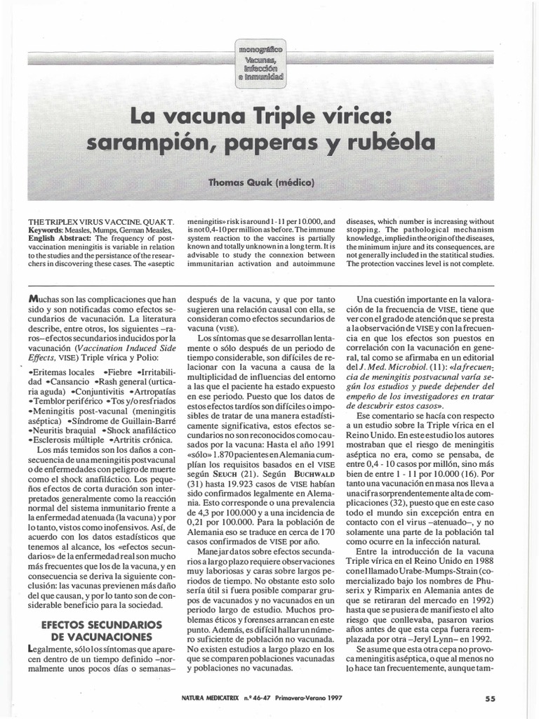 La Vacuna Triple Vírica: Sar Pión, Paperas Rubéqla: de Vacunaciones ...