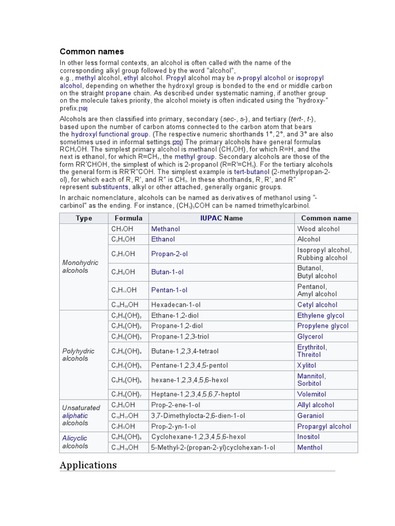 Common Names: Applications | PDF | Alcohol | Ethanol