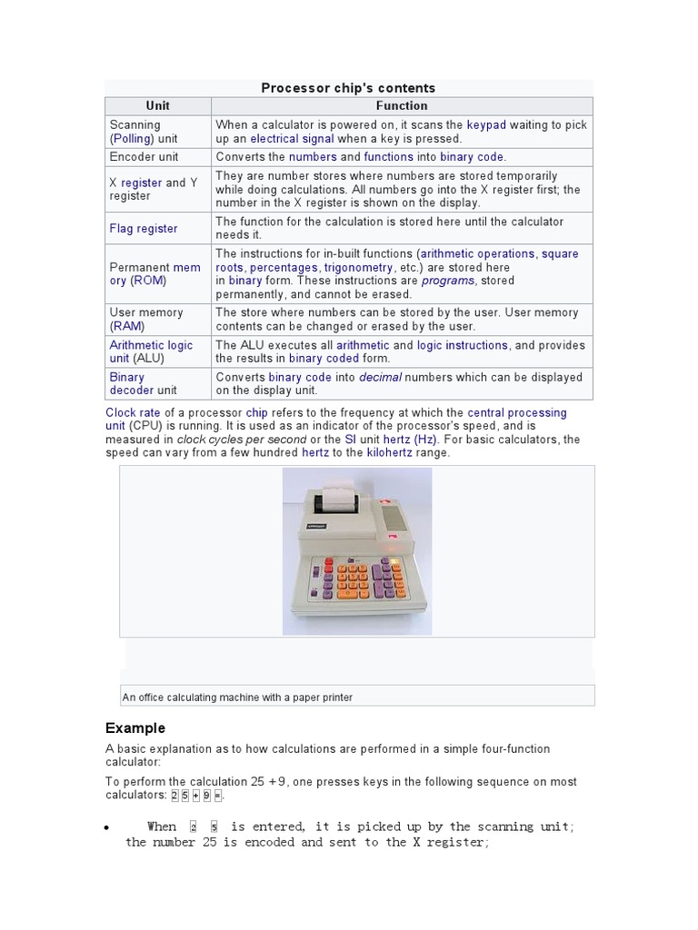 Processor Chip's Contents: Unit Function | PDF | Calculator | Binary ...
