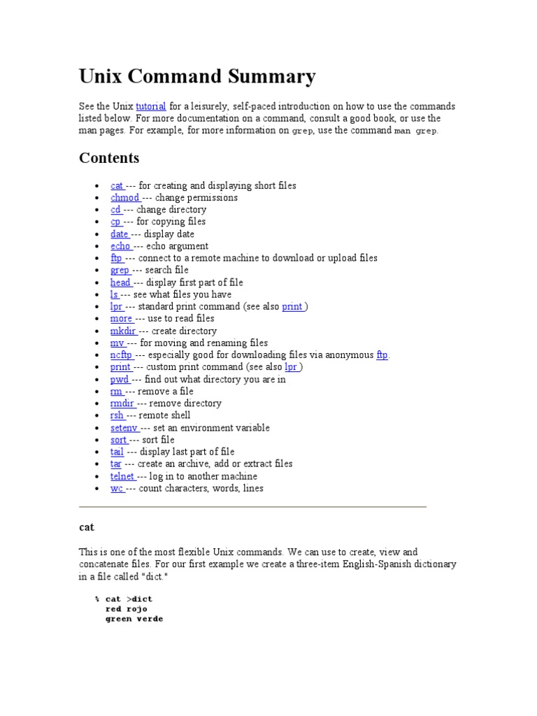 Unix Command Summary: Tutorial | PDF | Computer File | File Transfer Protocol
