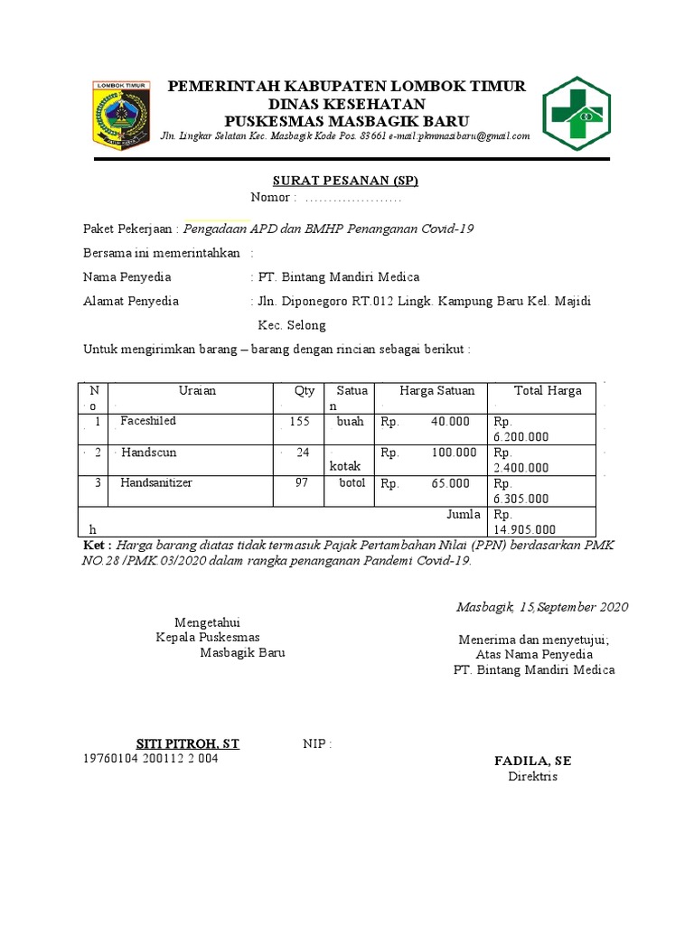 CONTOH SURAT PESANAN Word | PDF