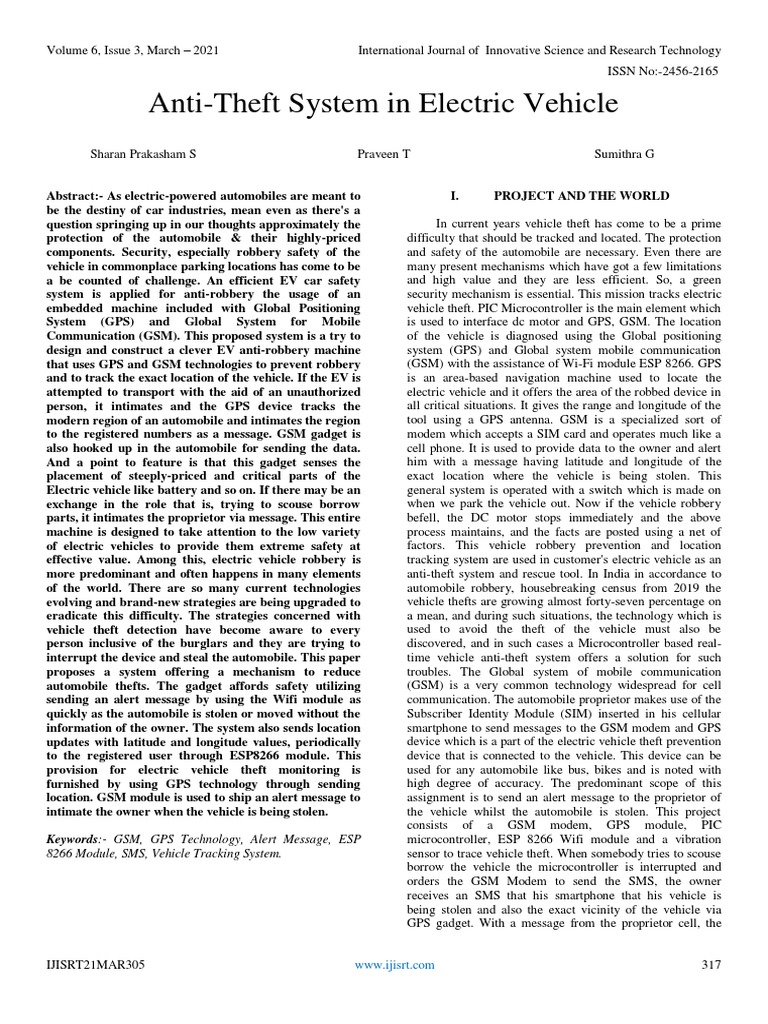 Anti-Theft System in Electric Vehicle | PDF | Modem | Electric Motor
