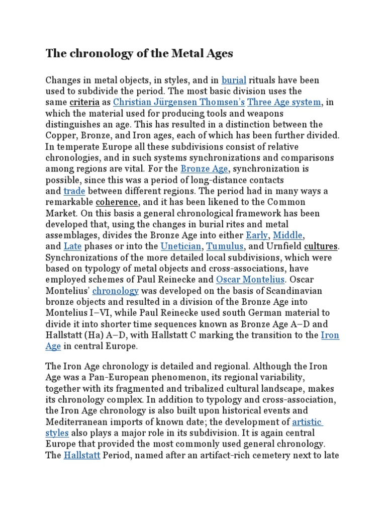 The Chronology of The Metal Ages | PDF | Iron Age | Archaeology