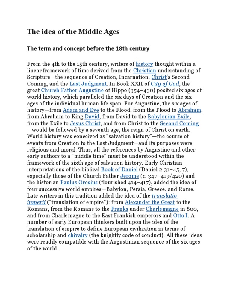 The Idea of The Middle Ages | PDF | Augustine Of Hippo | Genesis ...