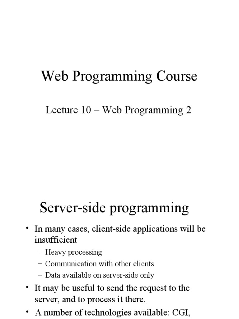 Lec10 Web2CS | PDF | Dynamic Web Page | World Wide Web