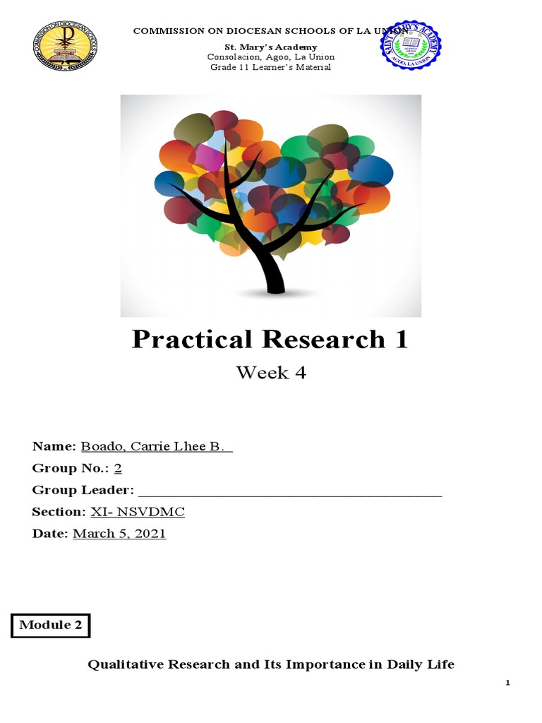 Practical Research 1: Week 4 | PDF | Scientific Method | Qualitative ...