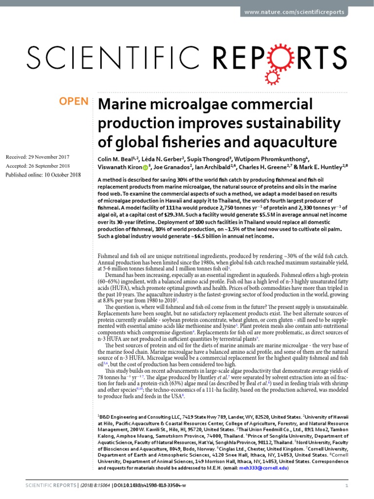 Microalgae: Sustainable Fishmeal Replacement | PDF | Aquaculture ...