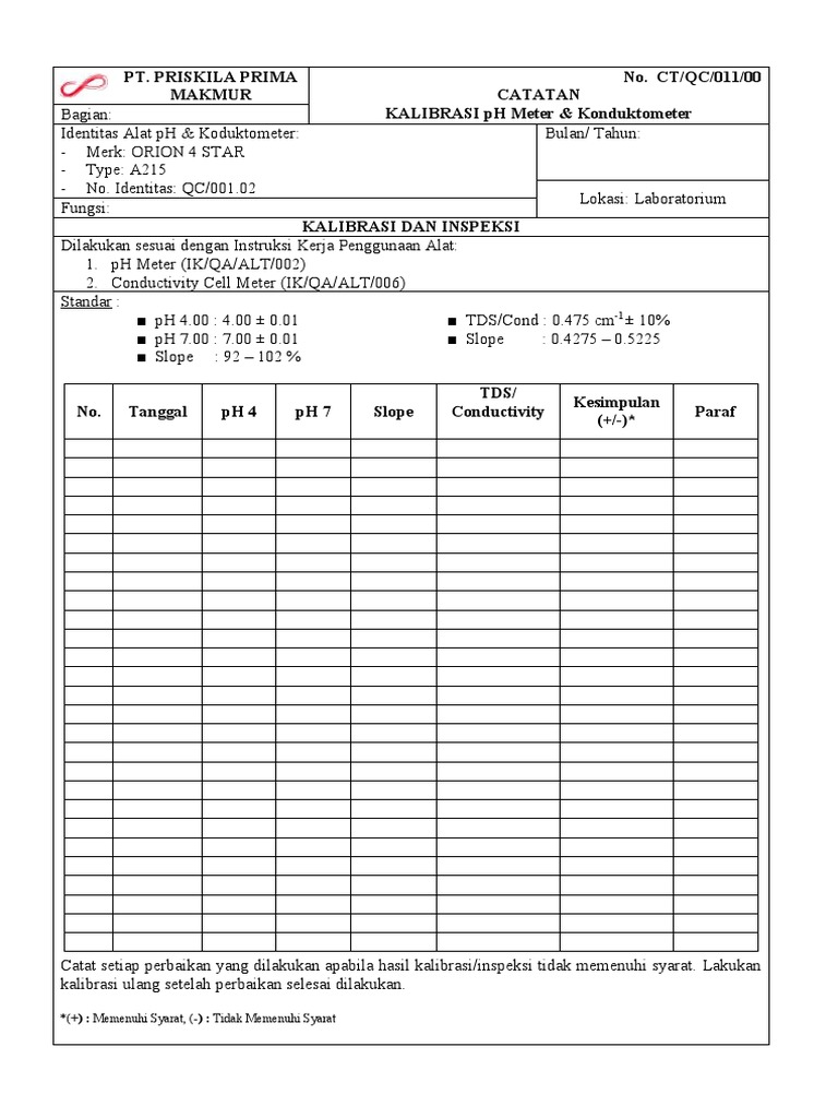 Catatan Kalibrasi PH Meter | PDF
