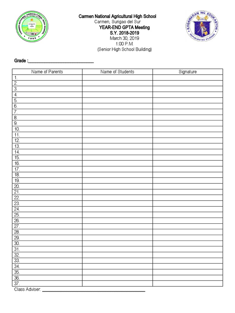 Attendance Gpta Meeting | PDF