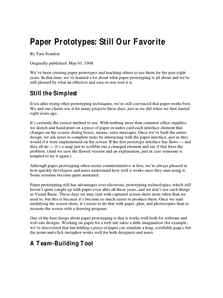 Benefits of Paper Prototyping in Design | PDF | Software Prototyping ...