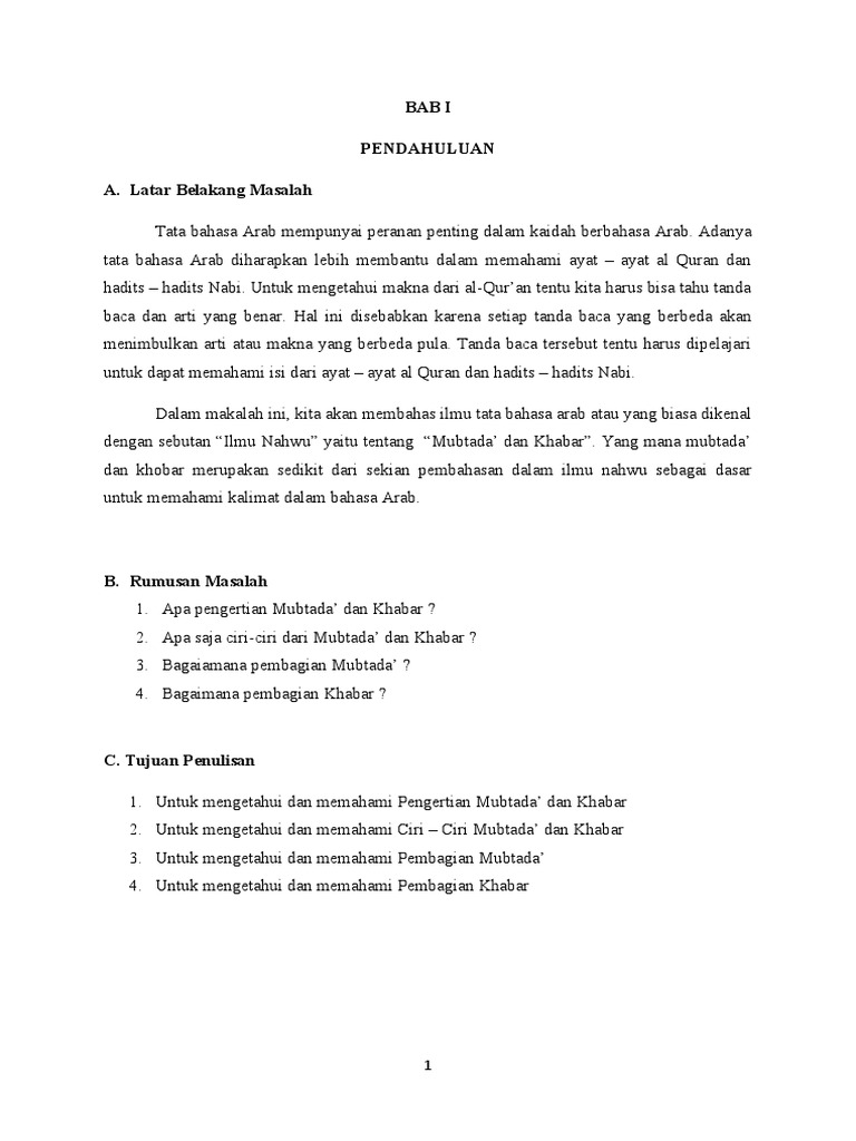 Isi Bahasa Arab Mubtada Khobar | PDF