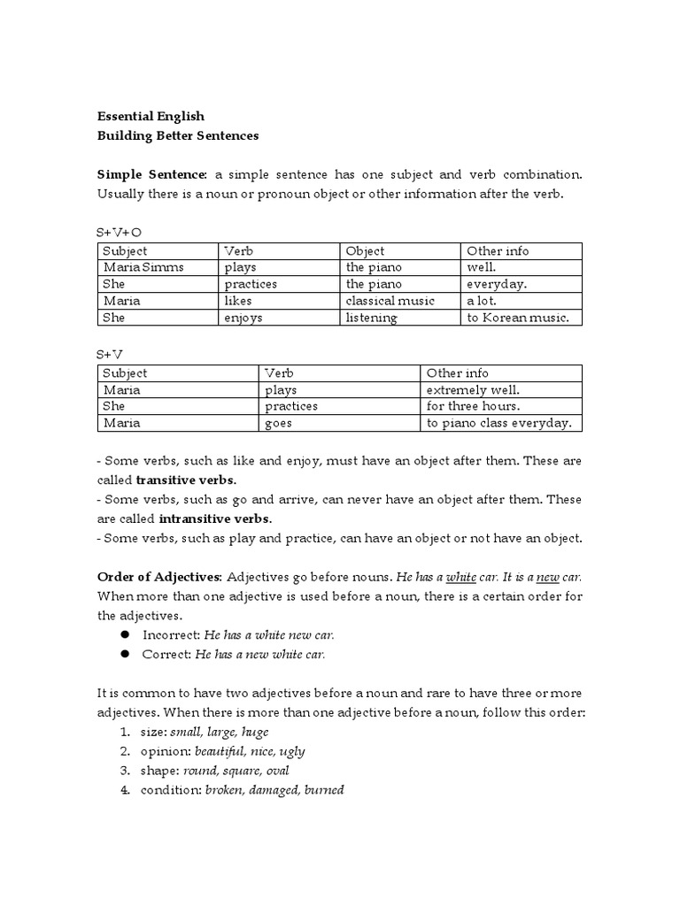 21 EE - Building Better Sentences | PDF | Adverb | Preposition And ...