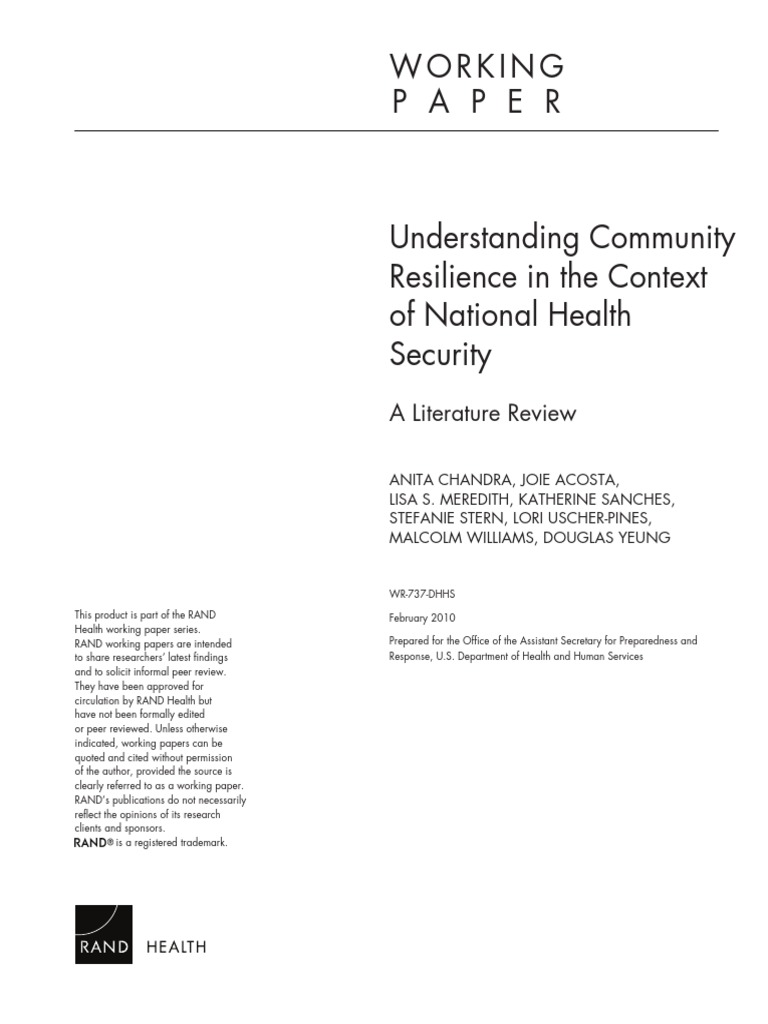 Community Resilience for Health Security | PDF | Climate Resilience ...