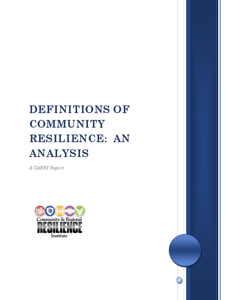 Definitions of Community Resilience: An Analysis of Core Concepts | PDF ...