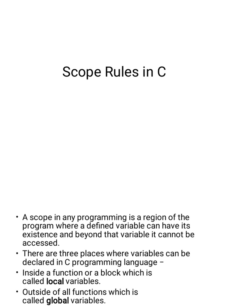 Scope Rules in C | PDF | Variable (Computer Science) | Scope (Computer Science)