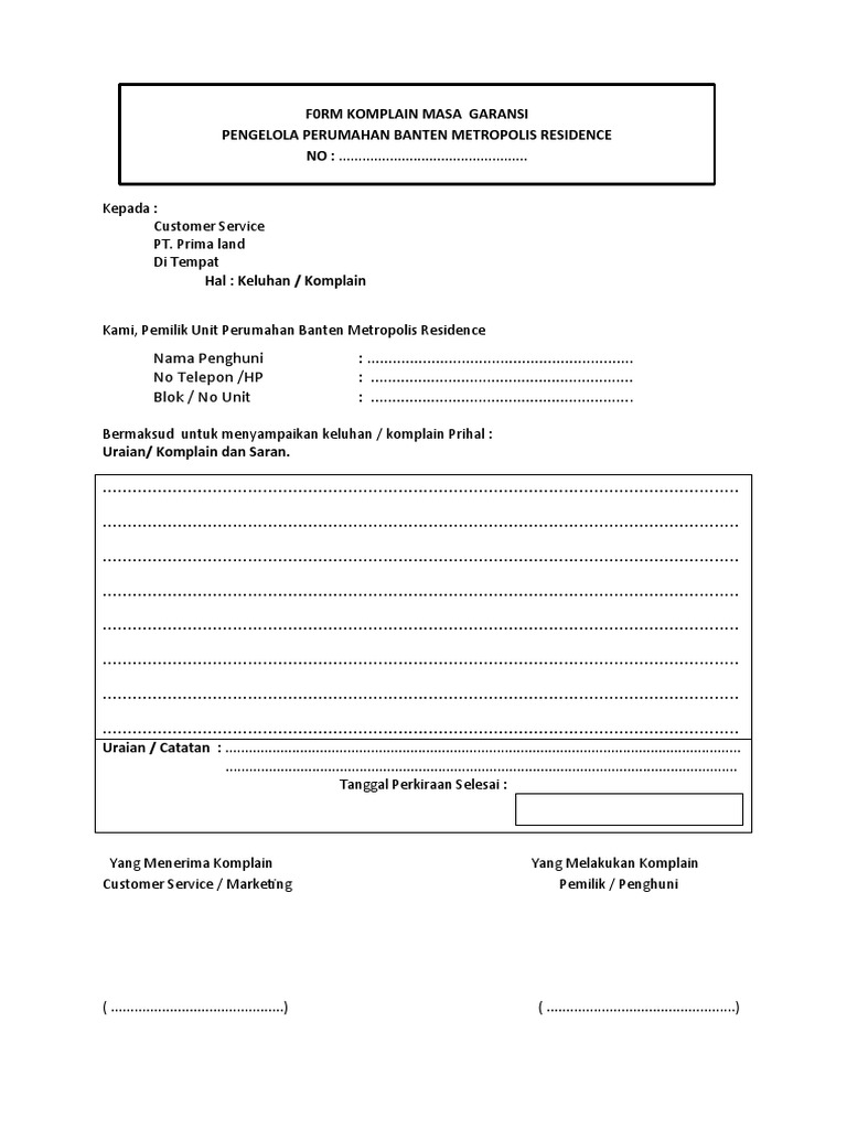 Surat Komplain Konsumen | PDF | Bisnis | Pengelolaan Keuangan & Uang