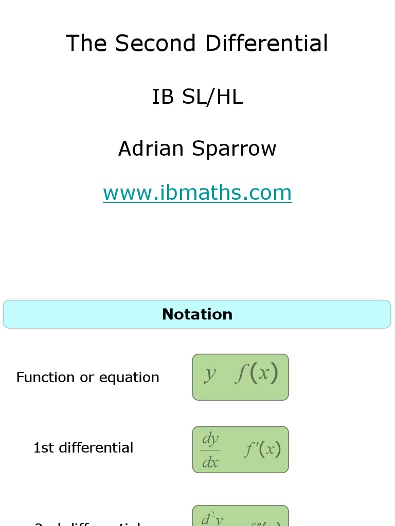 The Second Differential: Ib SL/HL Adrian Sparrow | PDF | Function ...