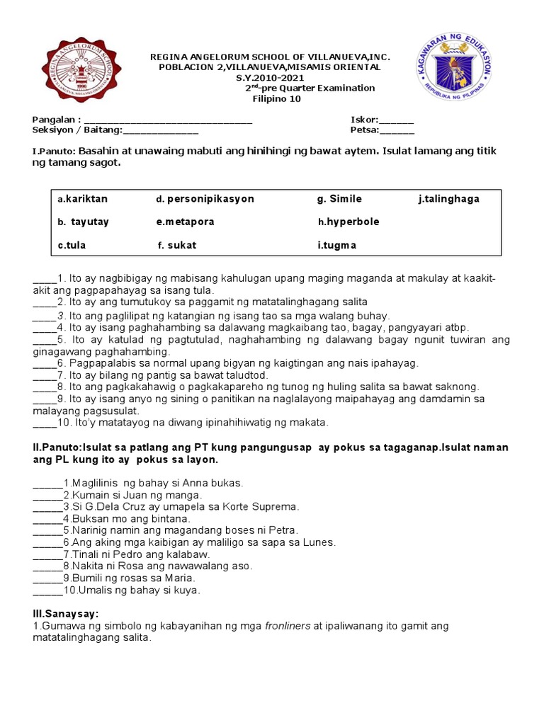 Grade 10 Filipino | PDF