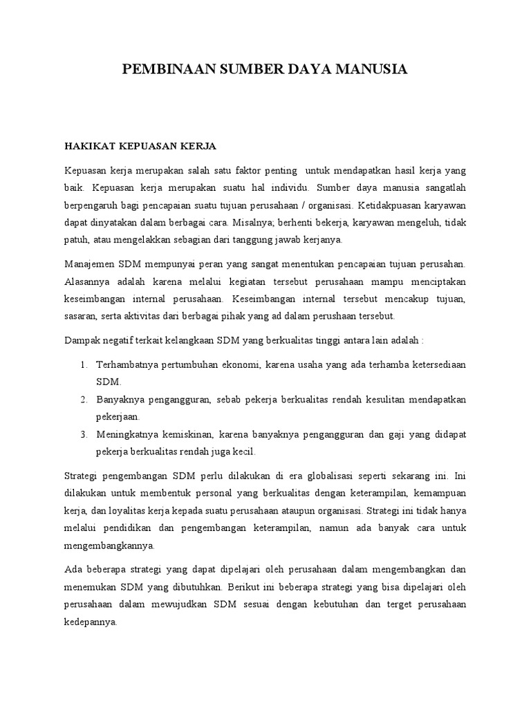 PEMBINAAN SUMBER DAYA MANUSIA (10 Nov 2020) | PDF