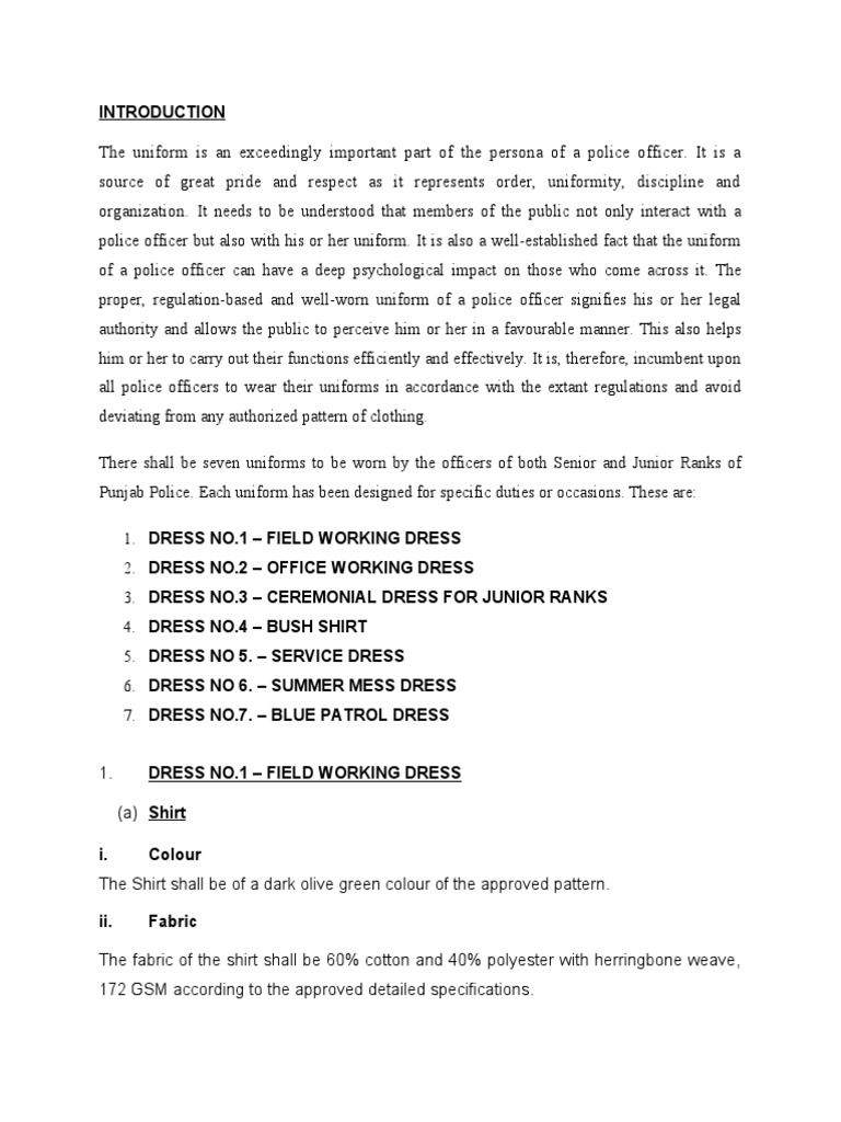 Police Uniform | PDF | Seam (Sewing) | Shirt