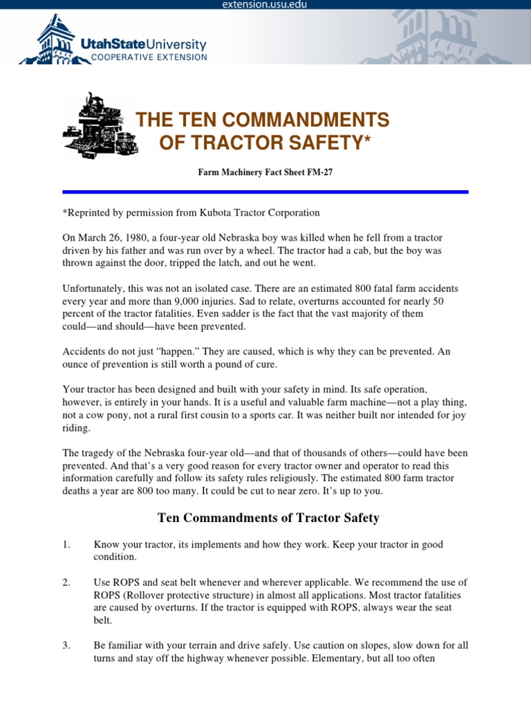 Ten Commandments of Tractor Safety | PDF | Tractor | Vehicles