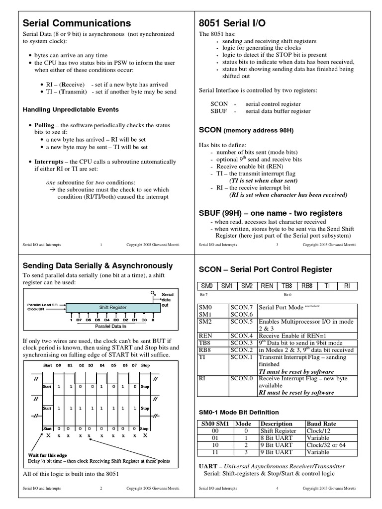 Serial Communications 8051 Serial I/O: One Subroutine For Two Conditions | PDF | Subroutine ...