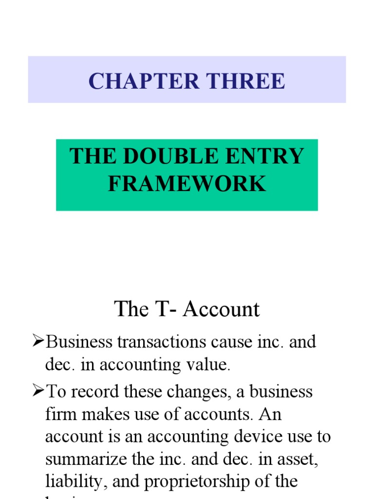 Chapter Three: The Double Entry Framework | PDF