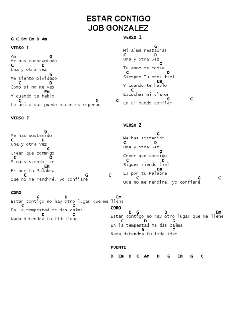 Estar Contigo - Job González: Letra y Acordes | PDF