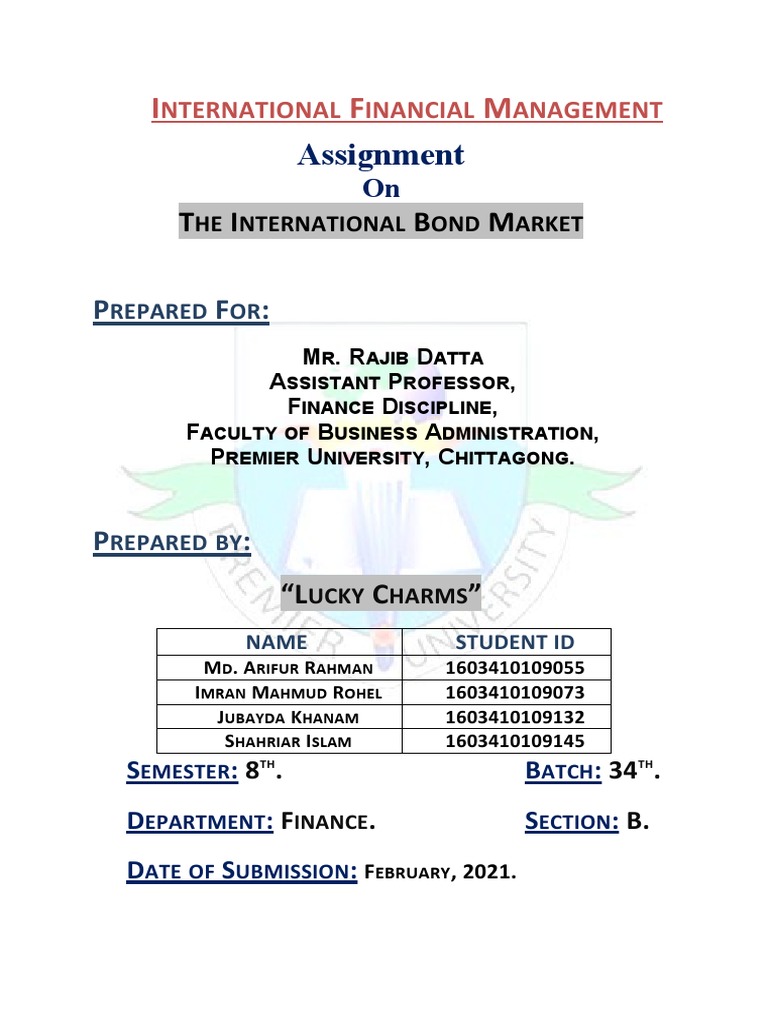 IFM Assignment | PDF | Bond Market | Bonds (Finance)