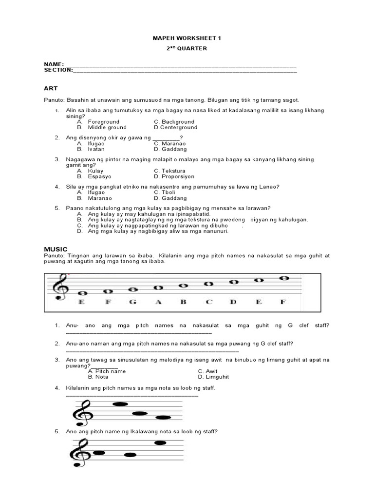 Mapeh Worksheet 1 Q2 | PDF