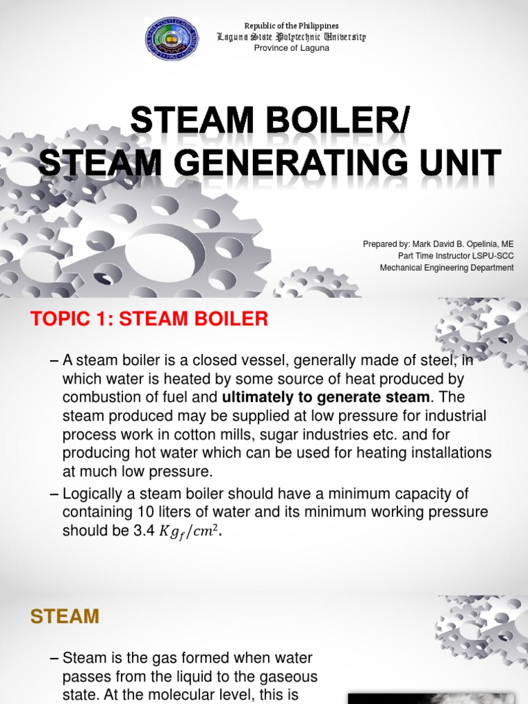 TOPIC 1 - Steam Generating Unit | PDF | Coal | Steam