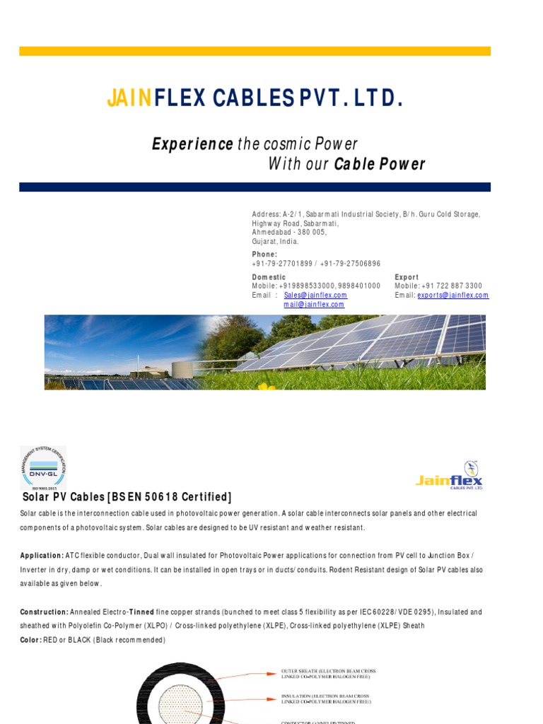 Solar PV Cables Specifications Guide | PDF | Photovoltaic System ...