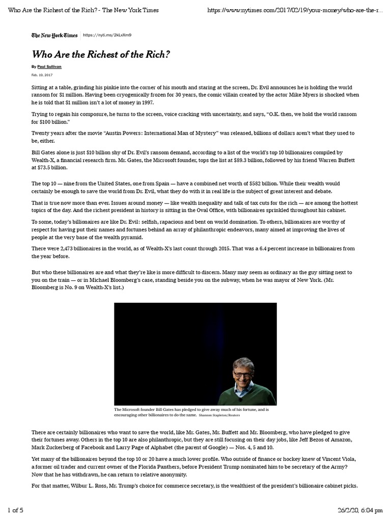 Who Are The Richest of The Rich? | PDF | Wealth | Michael Bloomberg