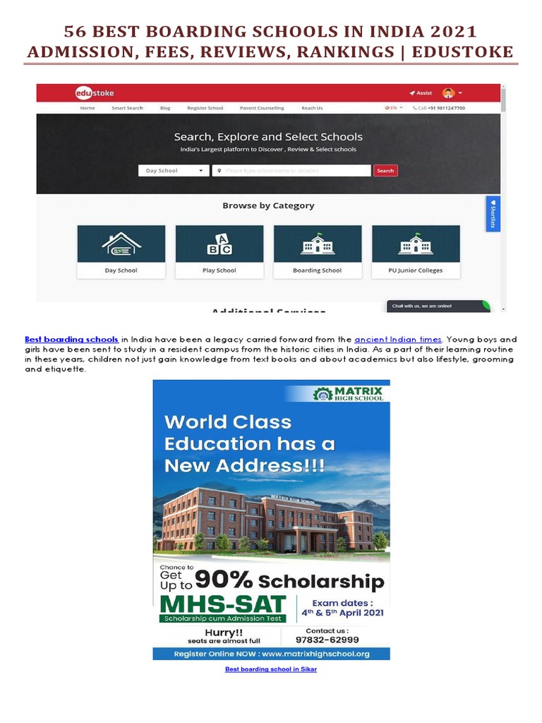 56 Best Boarding Schools in India 2021 | PDF