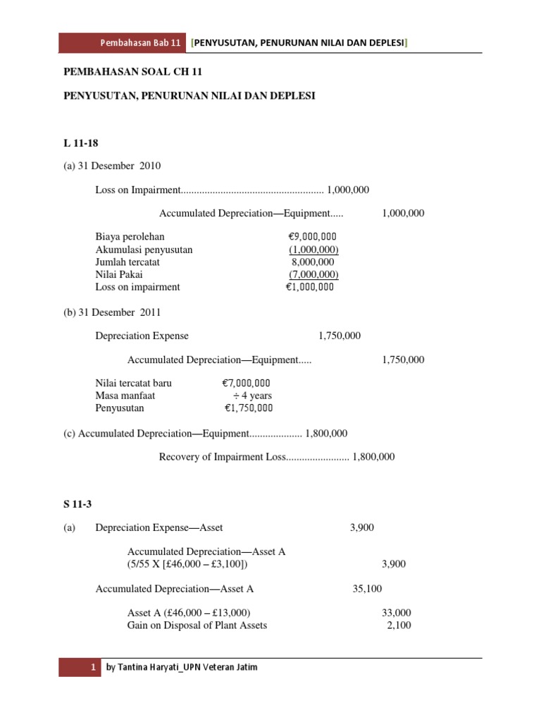 Jawaban Soal Latihan Ch.11 | PDF | Depreciation | Income Statement