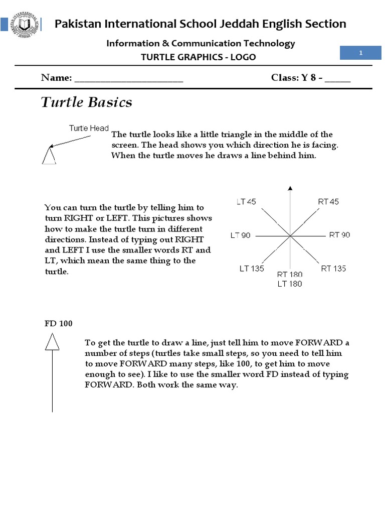 ICT-LOGO-Turtle Graphics Notes | PDF | Polygon | Triangle