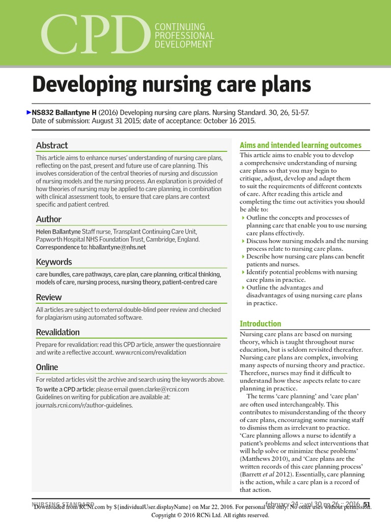 Ballantyne 2016 | PDF | Nursing | Health Care