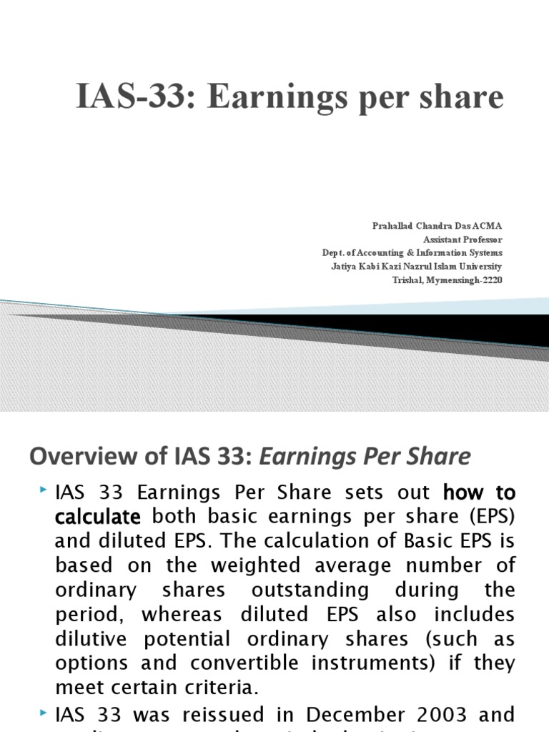 IAS-33: Earnings Per Share | PDF | Earnings Per Share | Warrant (Finance)