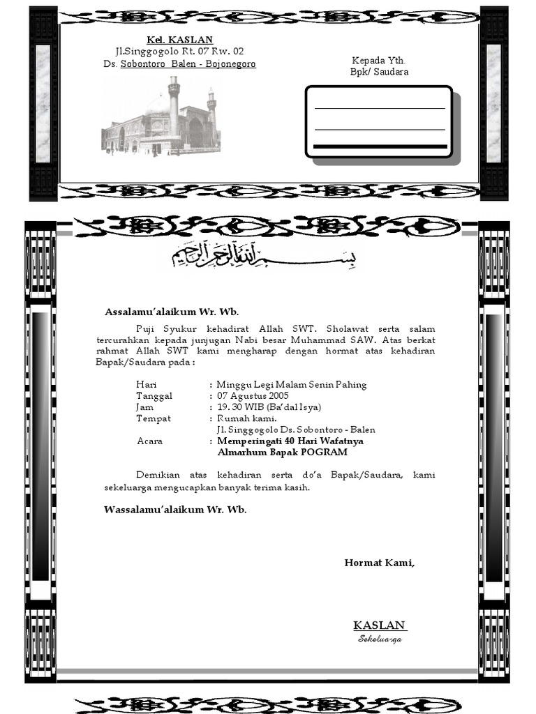 Template Undangan Tahlilan 40 Hari | PDF | Agama & Spiritualitas