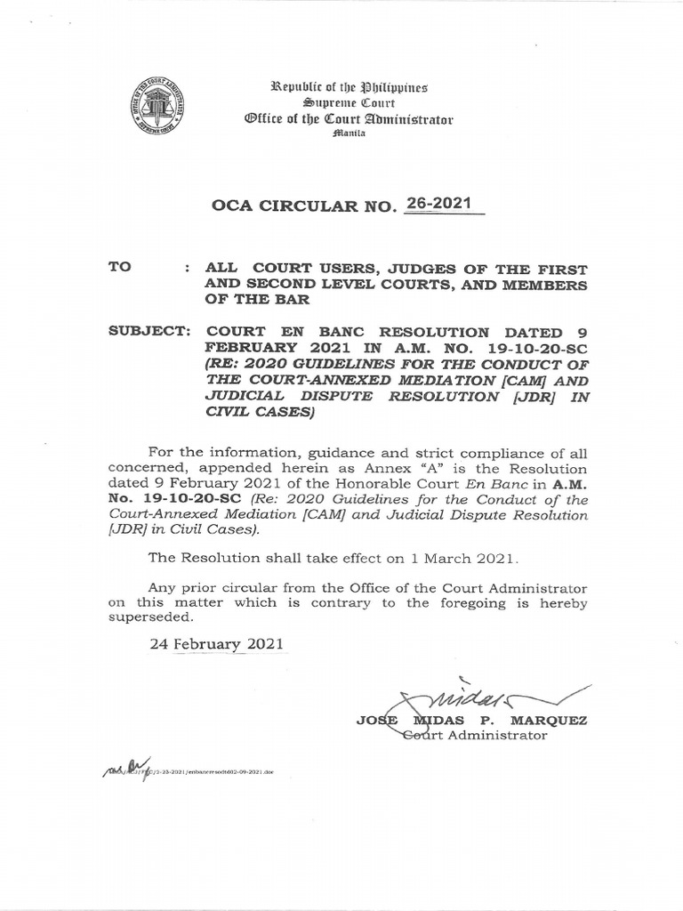 OCA Circular No. 26 2021 | PDF