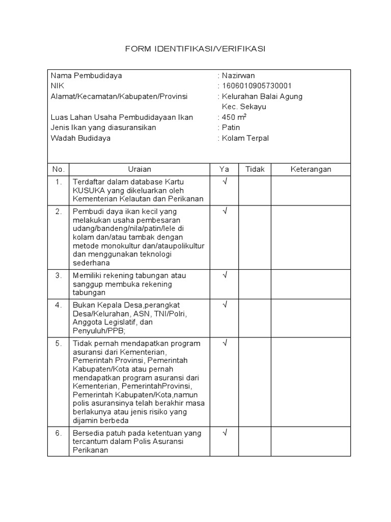 Form Verifikasi APPIK 2021 | PDF