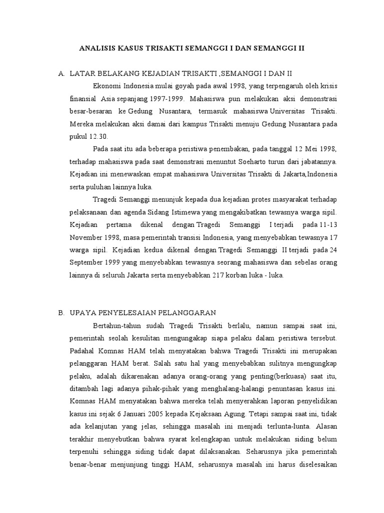 Analisis Kasus Semanggi I Dan Semanggi Ii | PDF