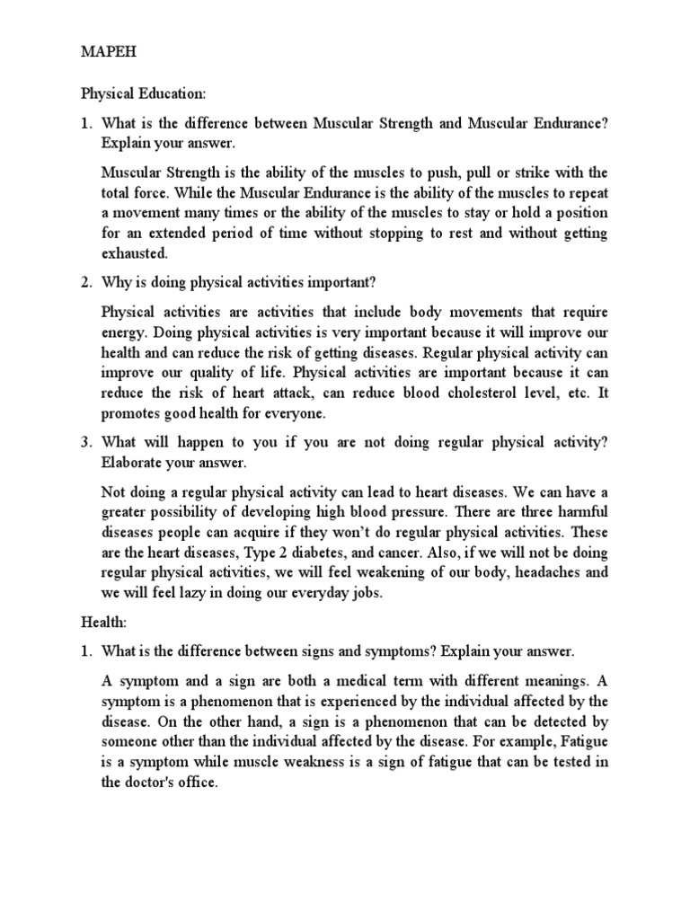 Mapeh | PDF | Cardiovascular Diseases | Muscle