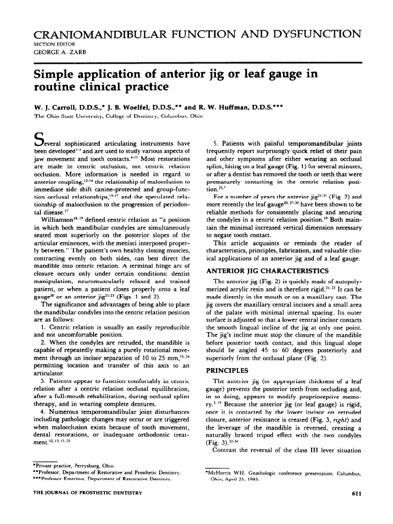 Simple anterior jig guides jaw into centric relation | PDF | Mouth ...
