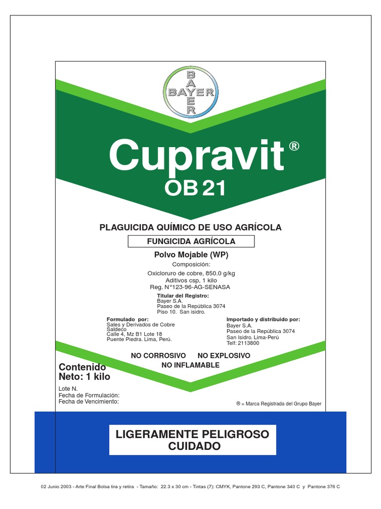 Etiqueta Cupravit | PDF | Cobre | Agua