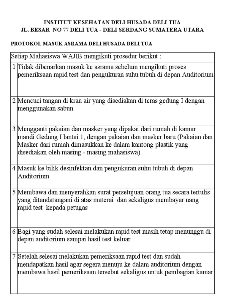 PROTOKOL DELI HUSADA Ok | PDF