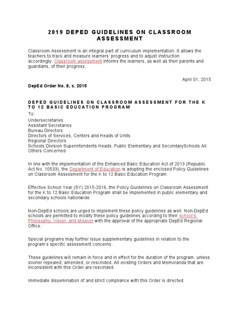 Guidelines for Effective Classroom Assessment: Measuring Student ...