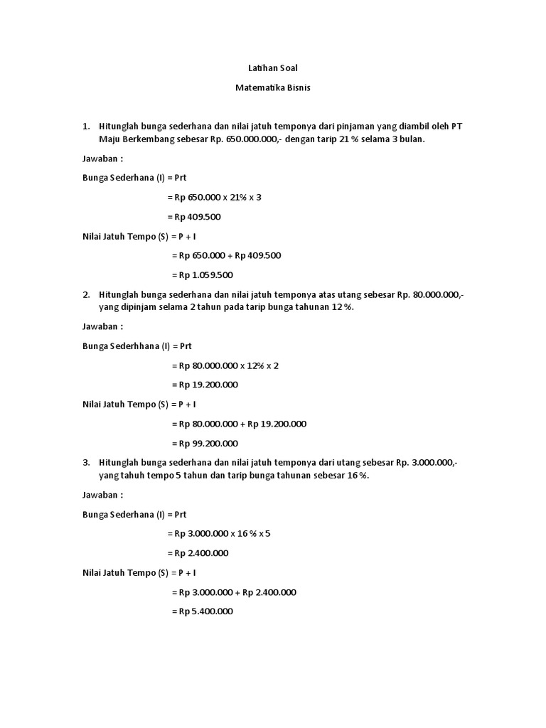 Latihan Soal Matematika Bisnis | PDF