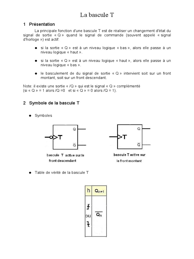 Cours 07 La Bascule T | PDF | Méthodes et références pédagogiques | Technologie et ingénierie